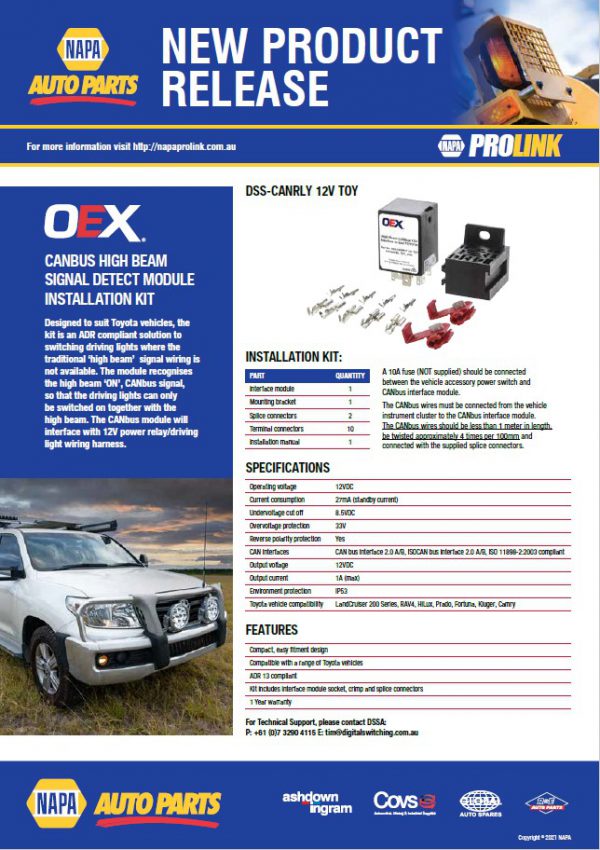 OEX CANbus High Beam Signal Detect Module Installation Kit | NAPA