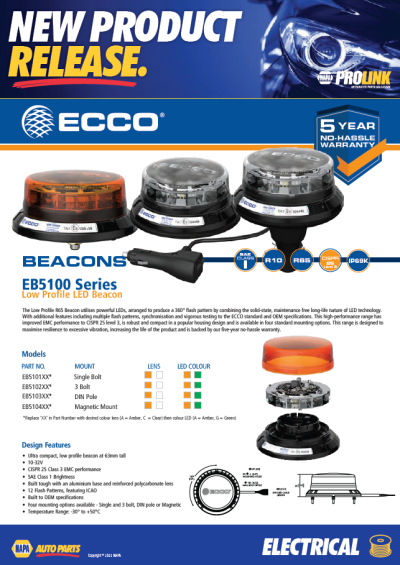 ECCO EB5100 Series Low Profile LED Beacon | NAPA