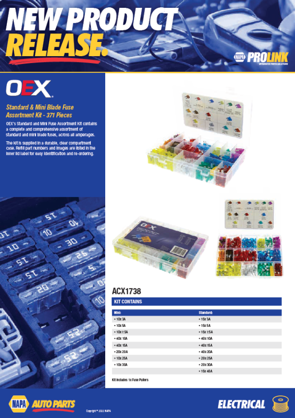 OEX Standard & Mini Blade Fuse Assortment Kit | NAPA