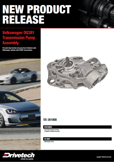 Drivetech Volkswagen DQ381 Transmission Pump Assembly – NAPA