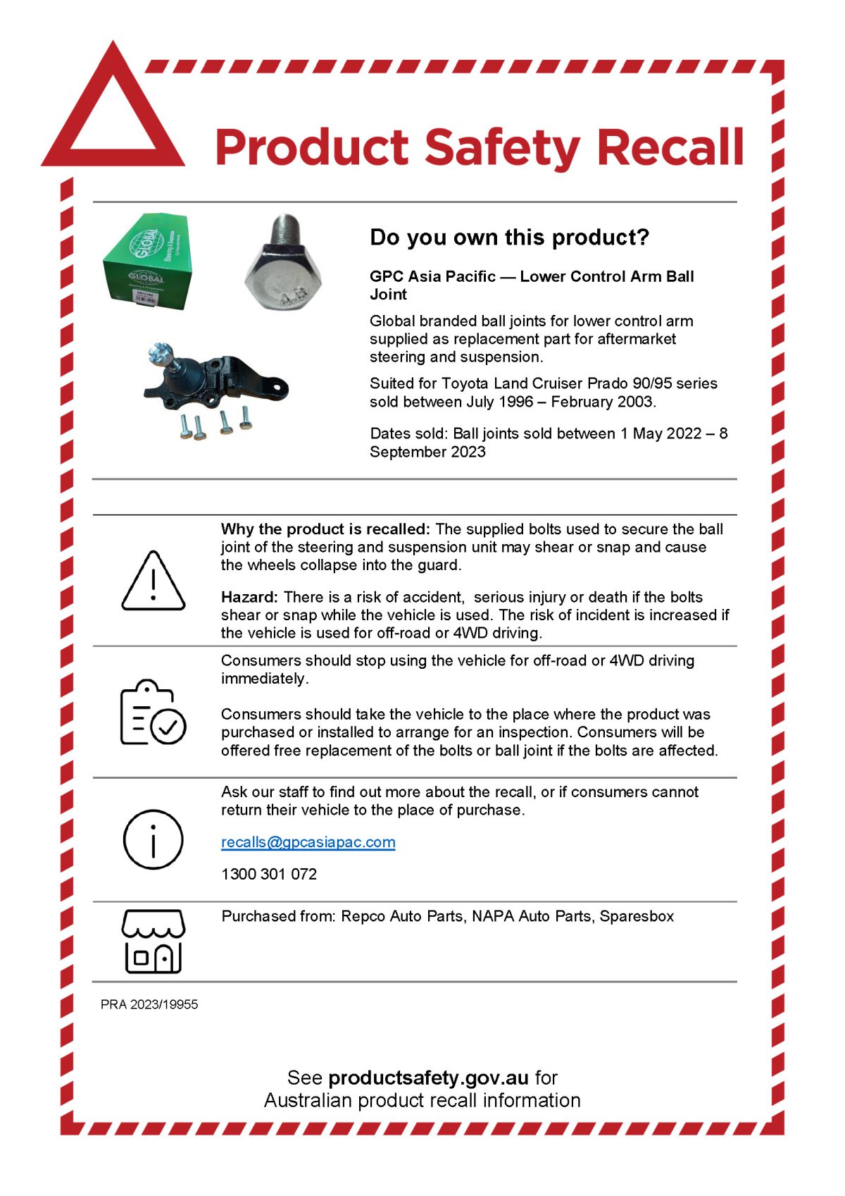 Product Safety Recall Notices | NAPA